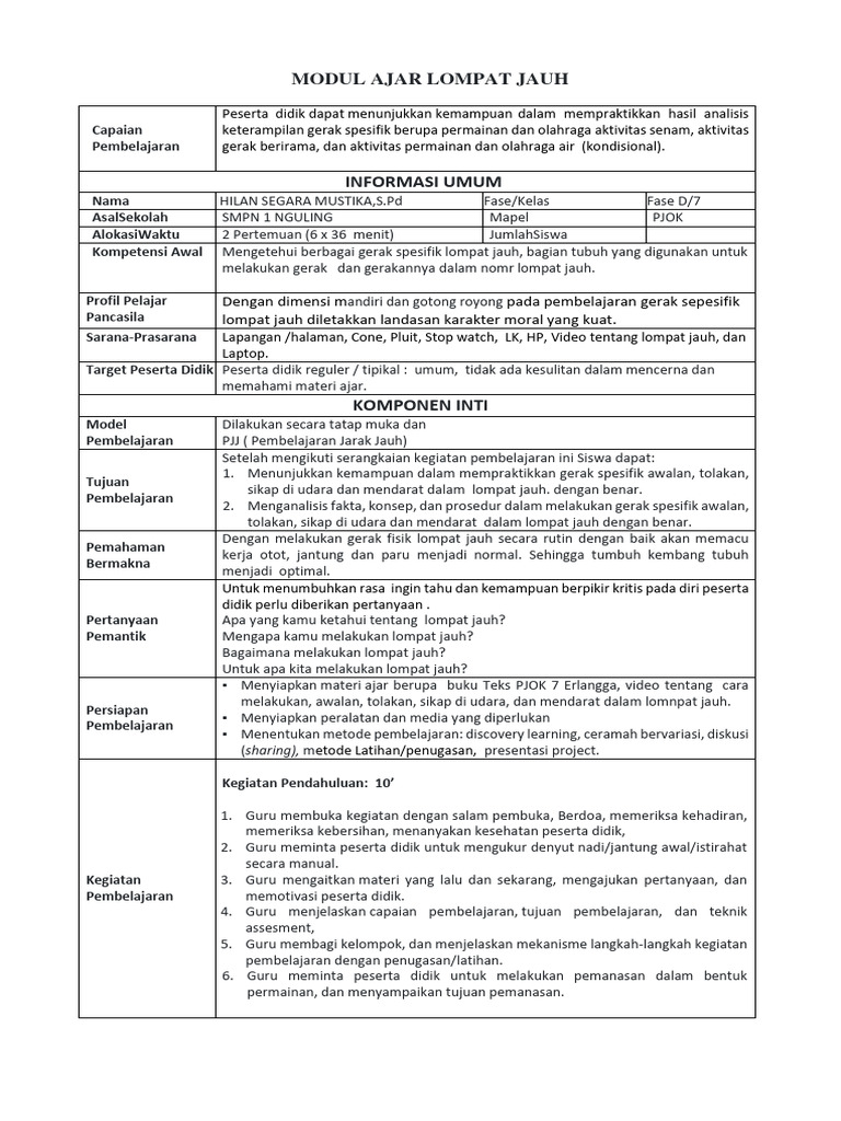 MODUL AJAR Lompat Jauh | PDF | Karier & Perkembangan