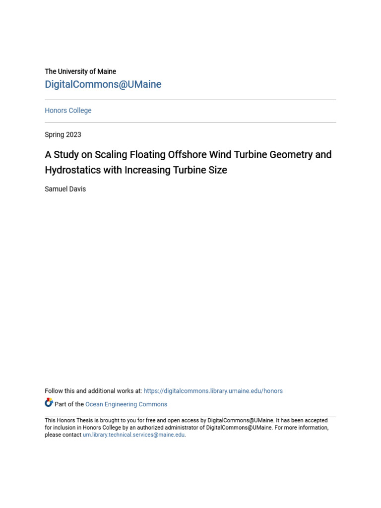 A Study on Scaling Floating Offshore Wind Turbine Geometry and Hy | PDF | Wind Power | Offshore ...
