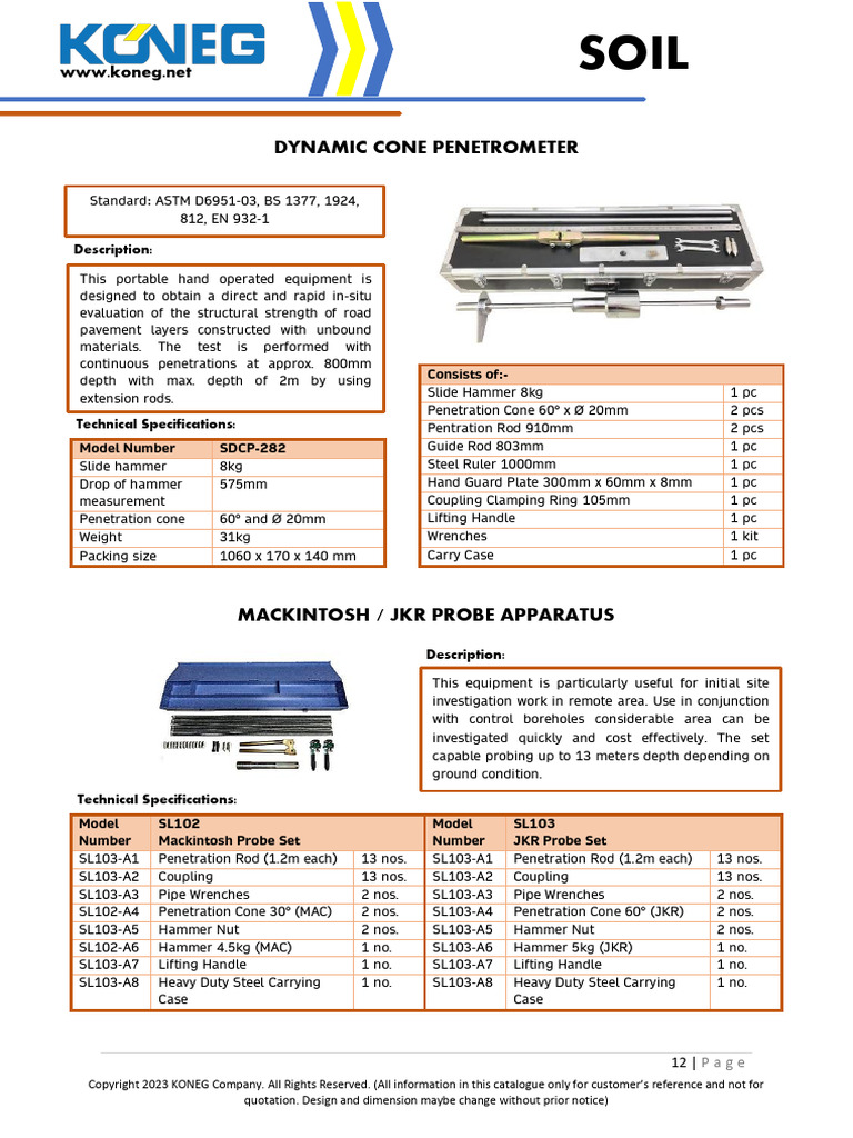 12 Koneg - Dynamic Cone Penetrometer & Mackintoshjkr Probe Apparatus | PDF