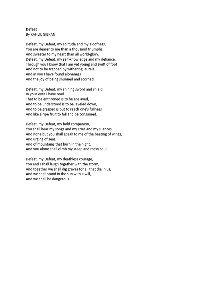 Poem-Defeat-Gibran | PDF