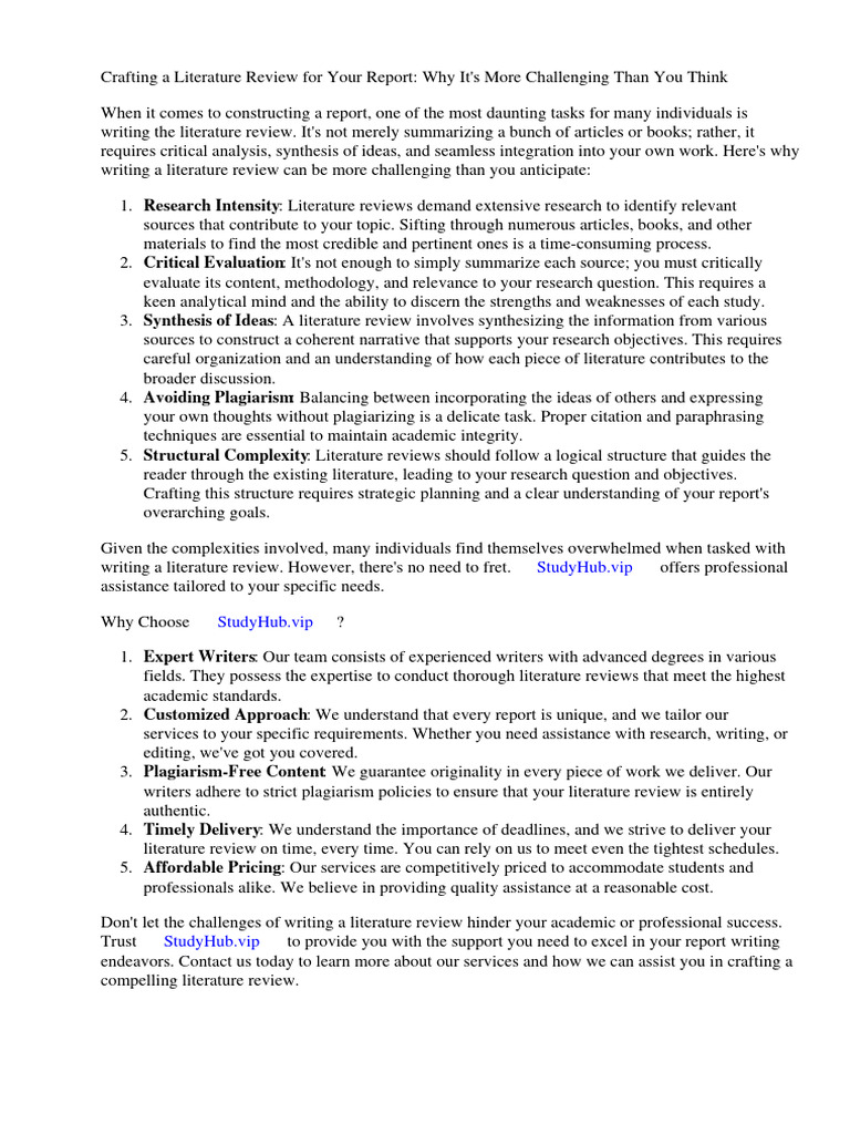 Report Structure Literature Review | PDF | Plagiarism | Methodology
