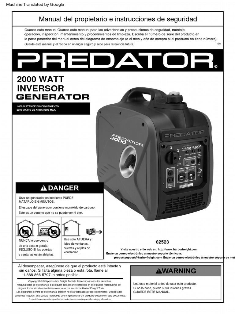Predator 2000 Inverter Manual Español | PDF | Generador eléctrico ...