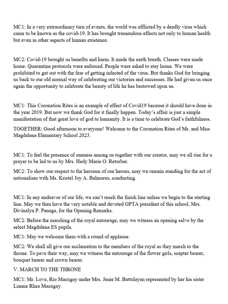 Coronation Script | PDF