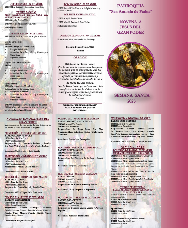 Novena Jesus Del Gran Poder y Semana Santa 2023 | Descargar gratis PDF | Pascua de Resurrección ...