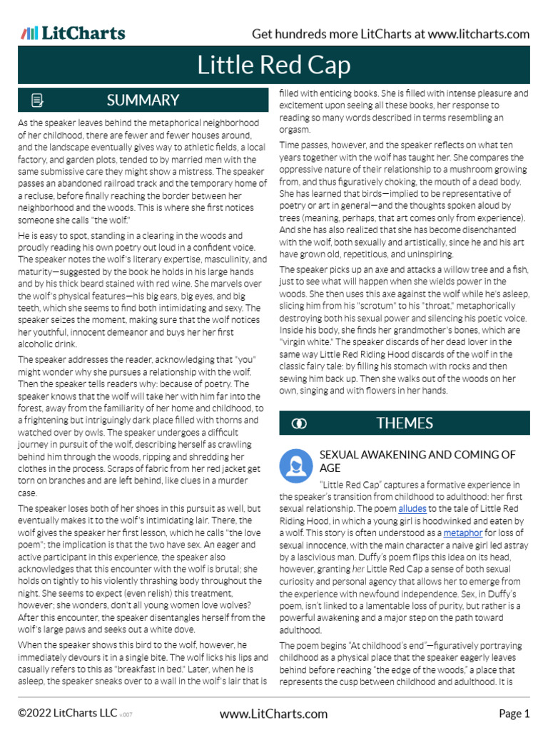 LitCharts Little Red Cap | PDF | Poetry | Little Red Riding Hood