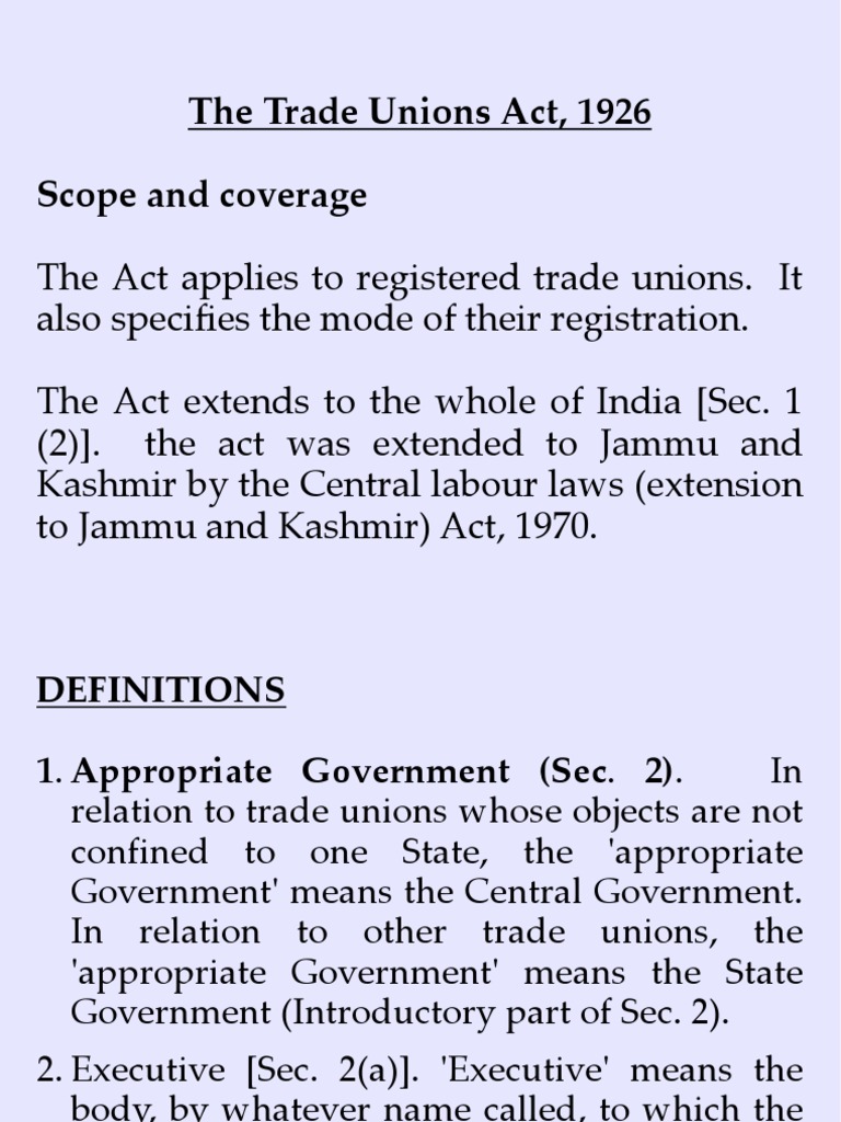 Trade Unions Act | PDF | Legal Personality | Trade Union