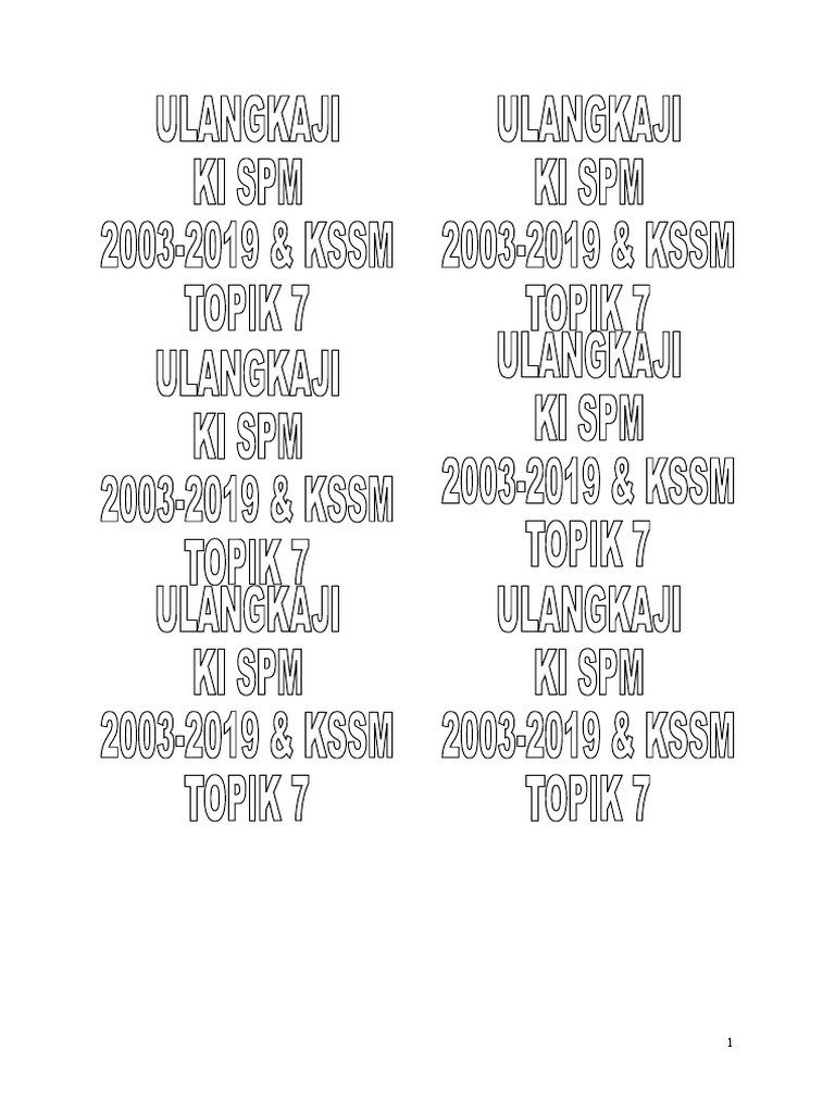 Kertas 1 SPM 2003-2019 BAB 7 kssm | PDF