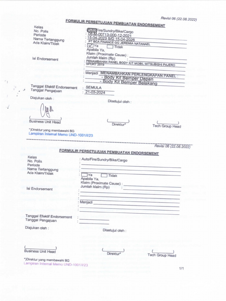 Form Pengajuan Endorsement | PDF