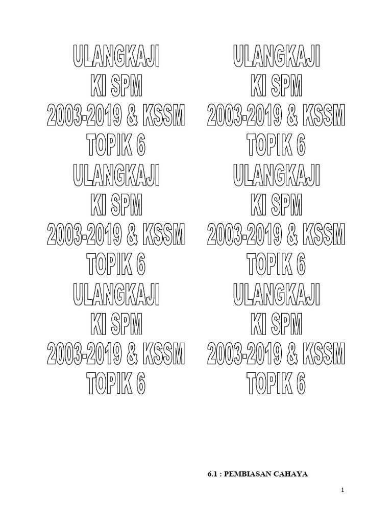 Kertas 1 SPM 2003-2020 BAB 6 KSSM | PDF