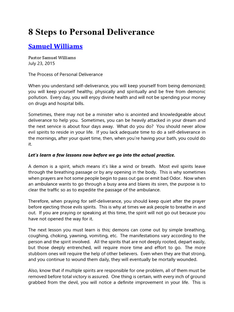 8 Steps for Effective Self-Deliverance | PDF | Deliverance Ministry ...