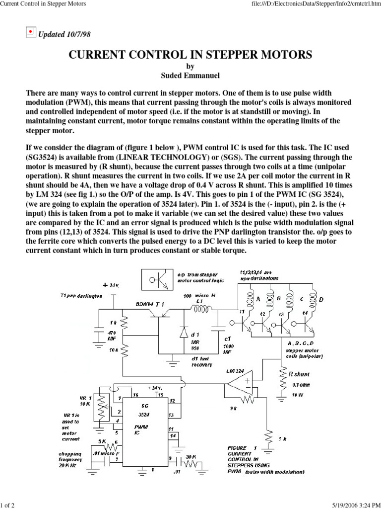 Current Control in Stepper Motors | PDF | Amplifier | Electrical Components