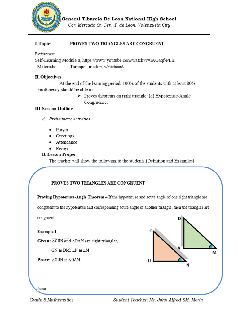 Sem-LP - Proves Two Triangle (G8) - Day14zxc | PDF | Triangle ...