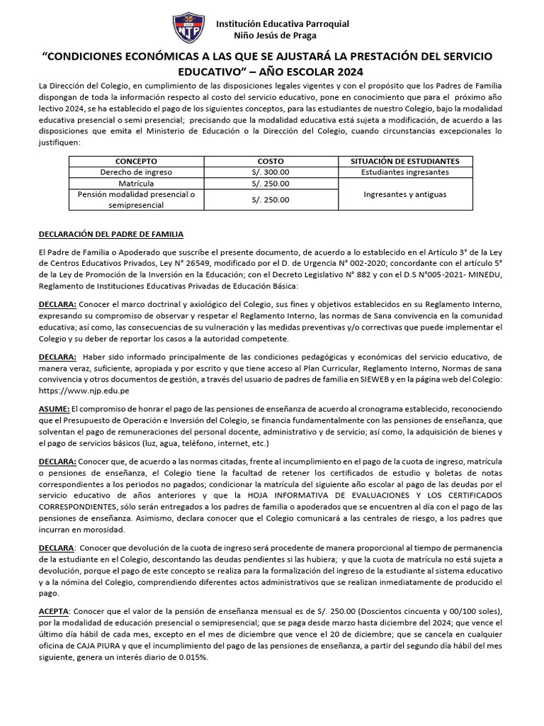 Condiciones Economicas 2024 | Descargar gratis PDF | Pensión | Regulación
