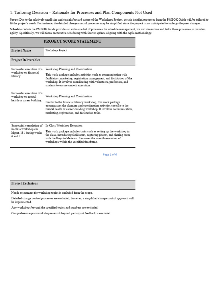 Week 1- Project Management Plan | PDF | Risk | Agile Software Development