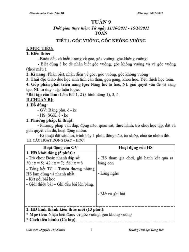 Tuân 9 Toán M | PDF