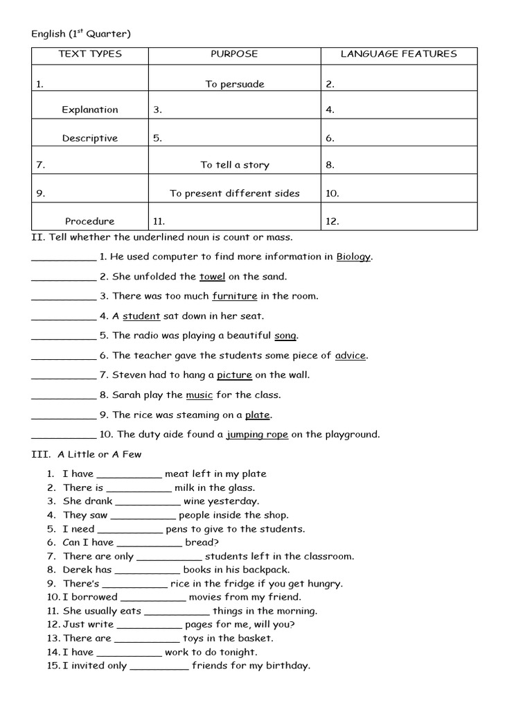 English (1st Quarter) | PDF