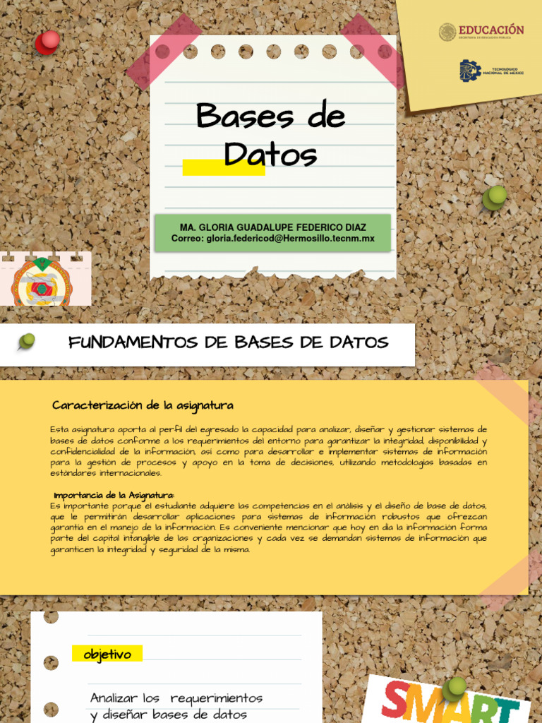 Unidad I Sistemas Gestores de Bases de Datos Fundamentos BD | PDF | Bases de datos | Base de ...