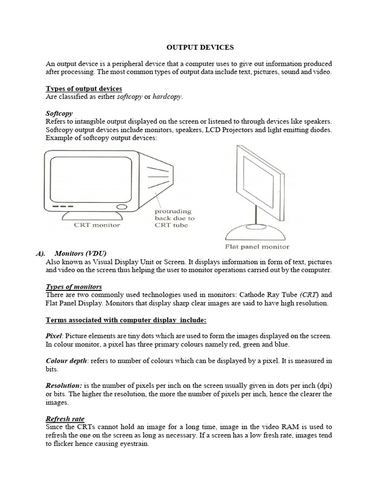 2.2 Output Devices | Download Free PDF | Computer Monitor | Printer (Computing)