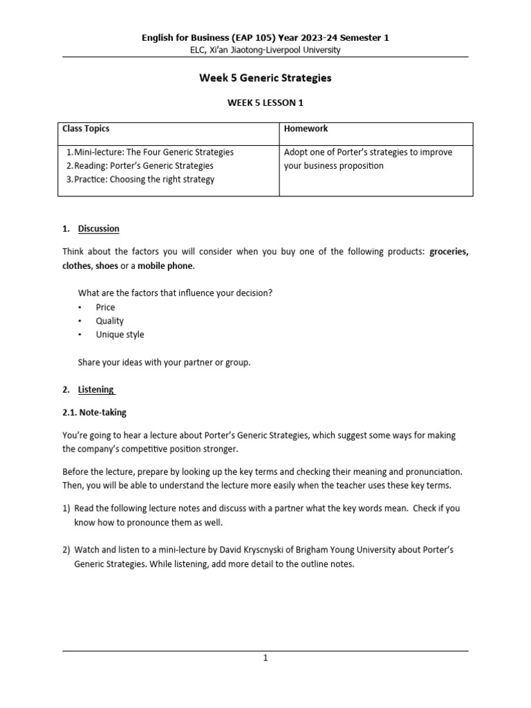 Understanding Porter's Generic Strategies | PDF | Strategic Management ...
