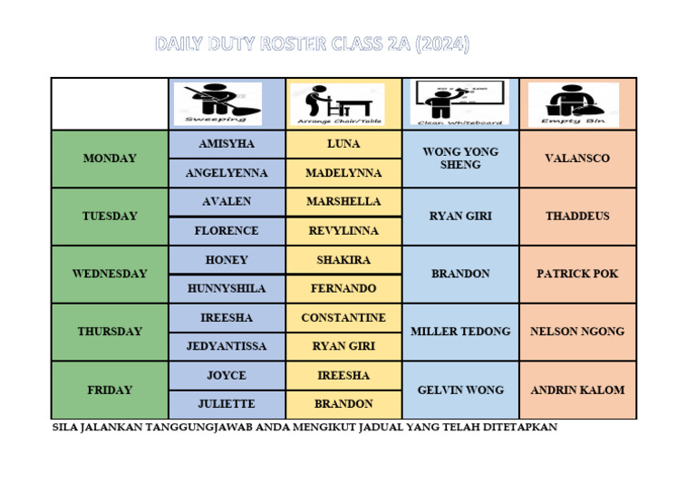 Duty Roster 2a 2024 | PDF