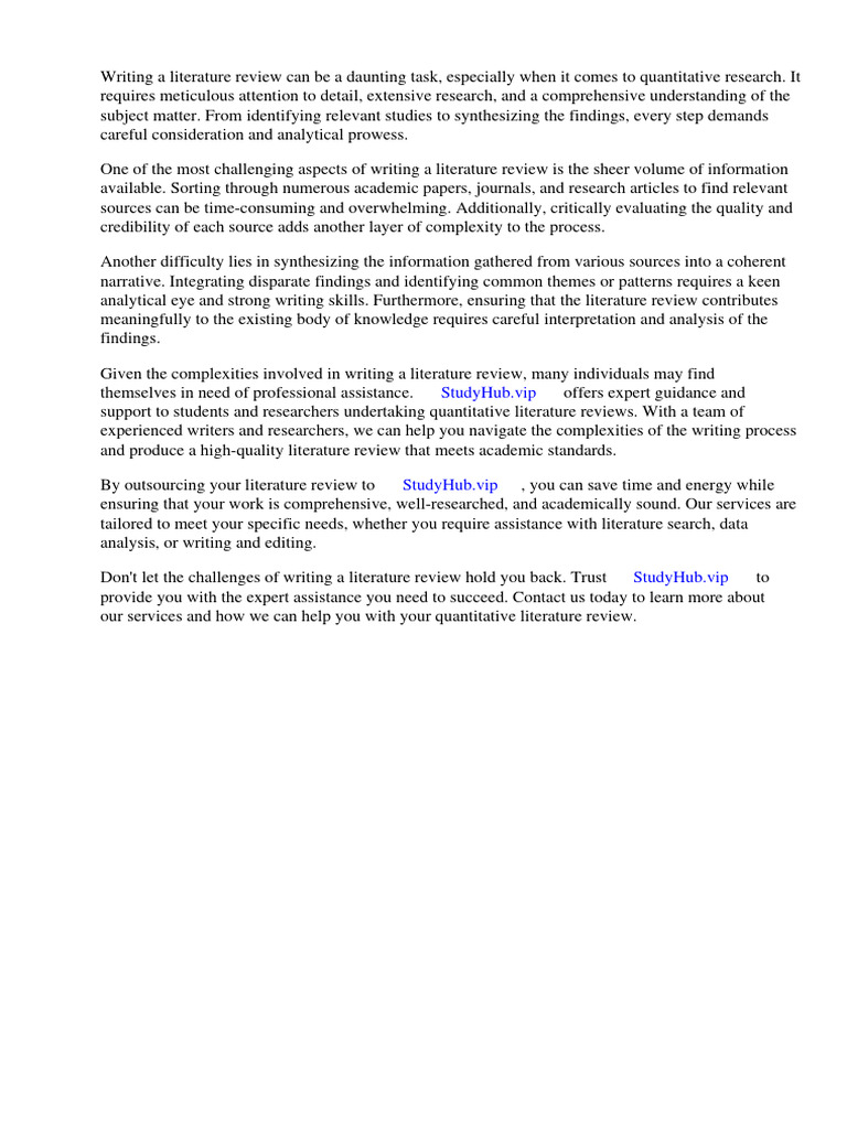 Quantitative Literature Review Sample | PDF | Literature Review ... Quantitative Literature Review Sample | PDF | Literature Review ...