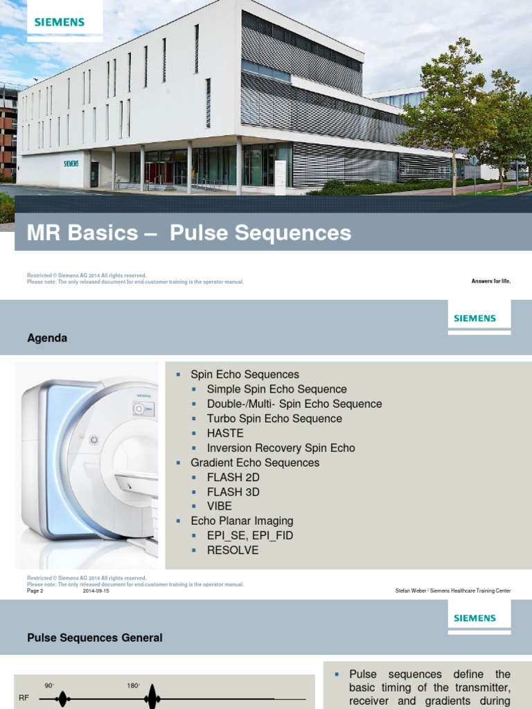 MR Pulse Sequences Guide | PDF | Medical Imaging | Magnetic Devices