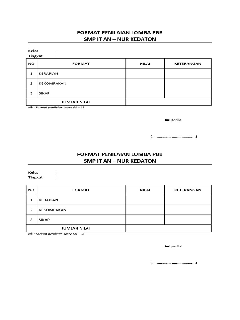 Format Penilaian Lomba PBB Pramuka | PDF
