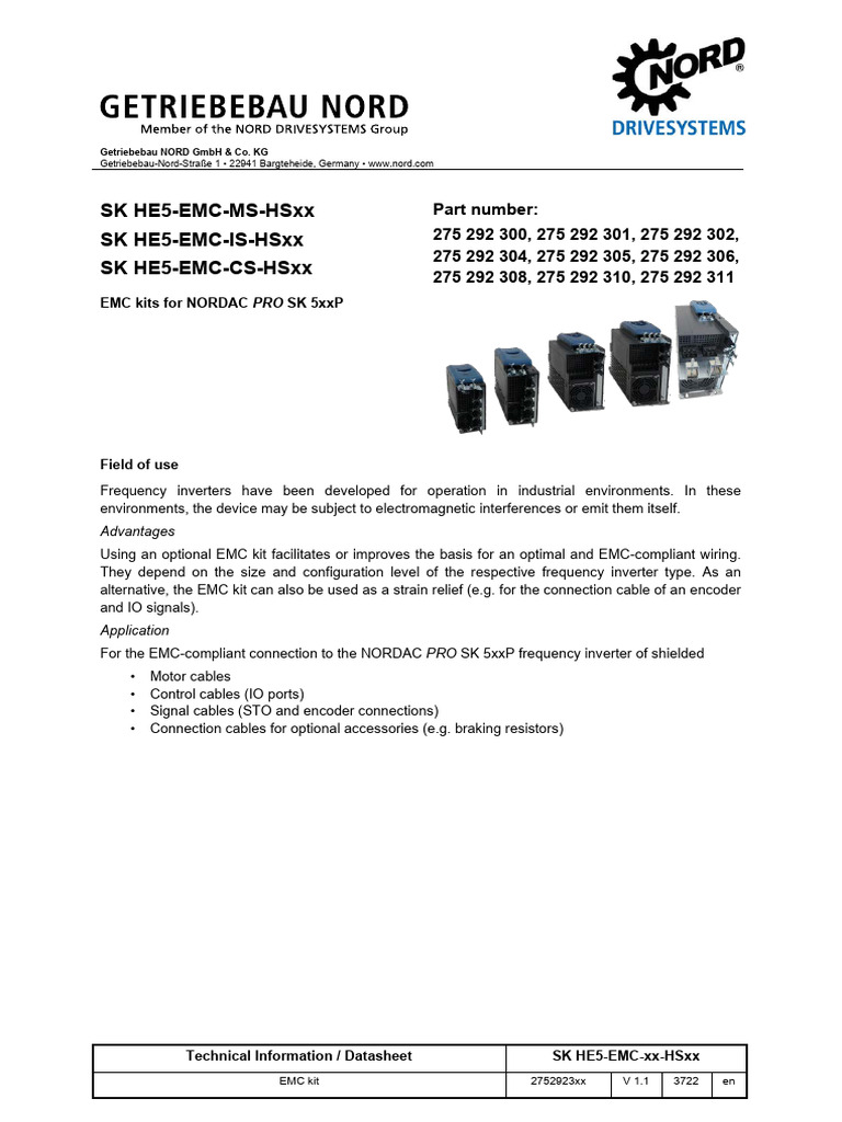 Datasheet Emc Kit 2752923xx en 3722 Desk | PDF | Electromagnetic Compatibility | Screw