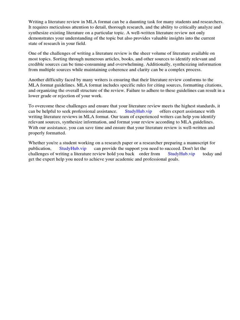 How to Write Literature Review in Mla Format | PDF | Citation | Punctuation
