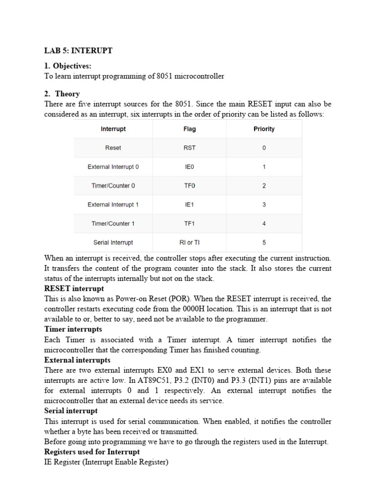 Lab5 Interupt 8051 2023 | PDF | Microcontroller | Computer Science