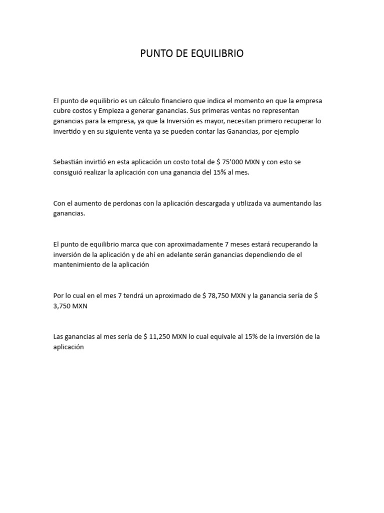 Punto de Equilibrio | Descargar gratis PDF | Economias