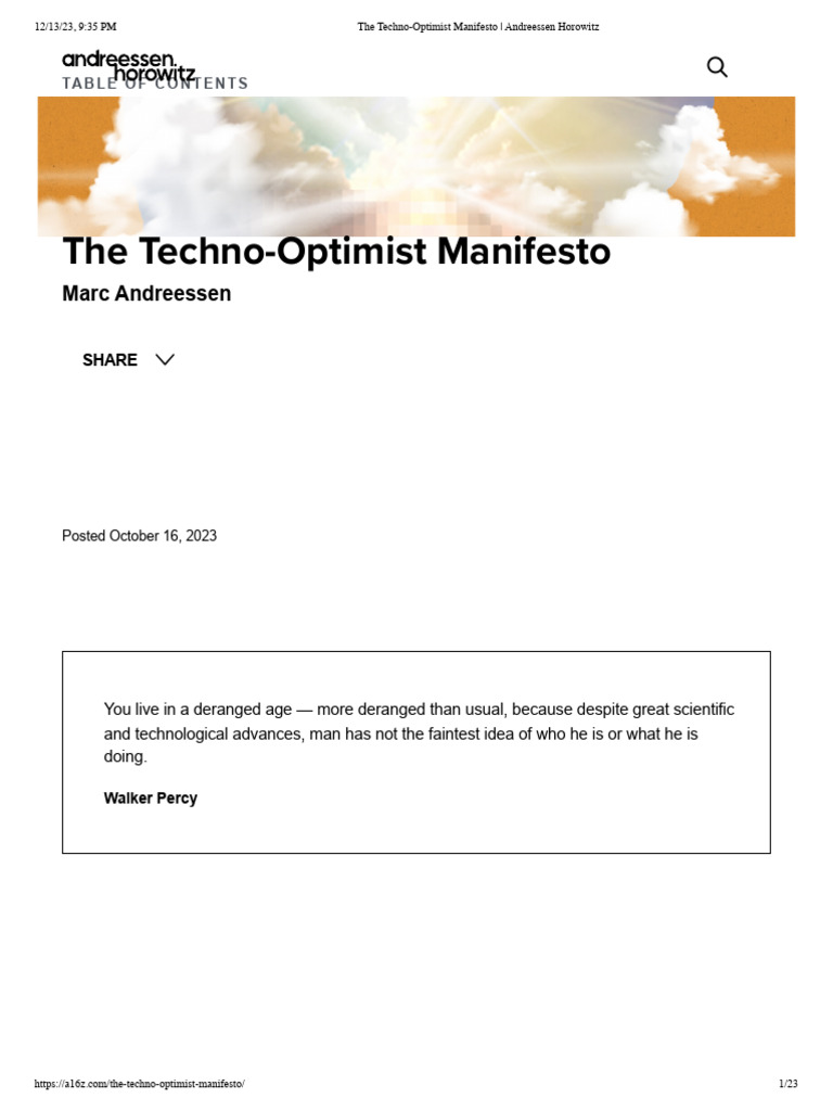 Techno-Optimism for Innovators | PDF | Market (Economics) | Economies