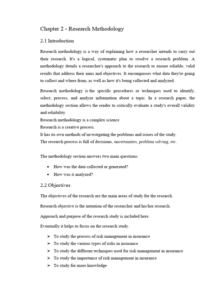 Chapter 2 - Research Methodology | Download Free PDF | Methodology | Risk