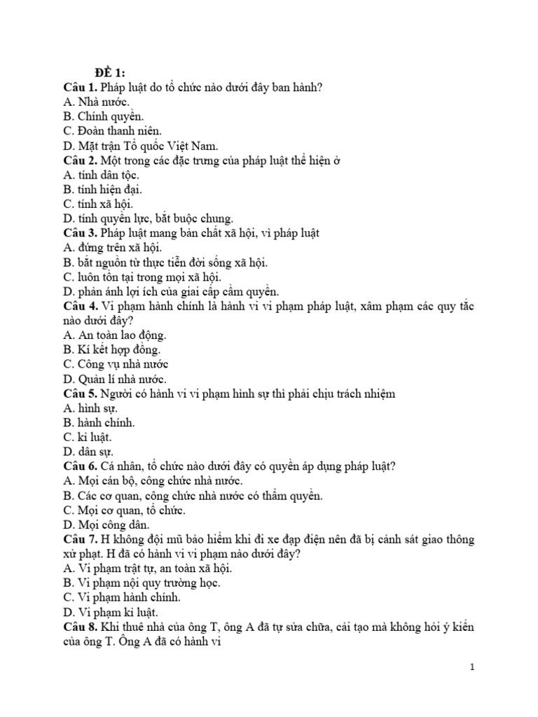 GDCD 12 đề trắc nghiệm | PDF