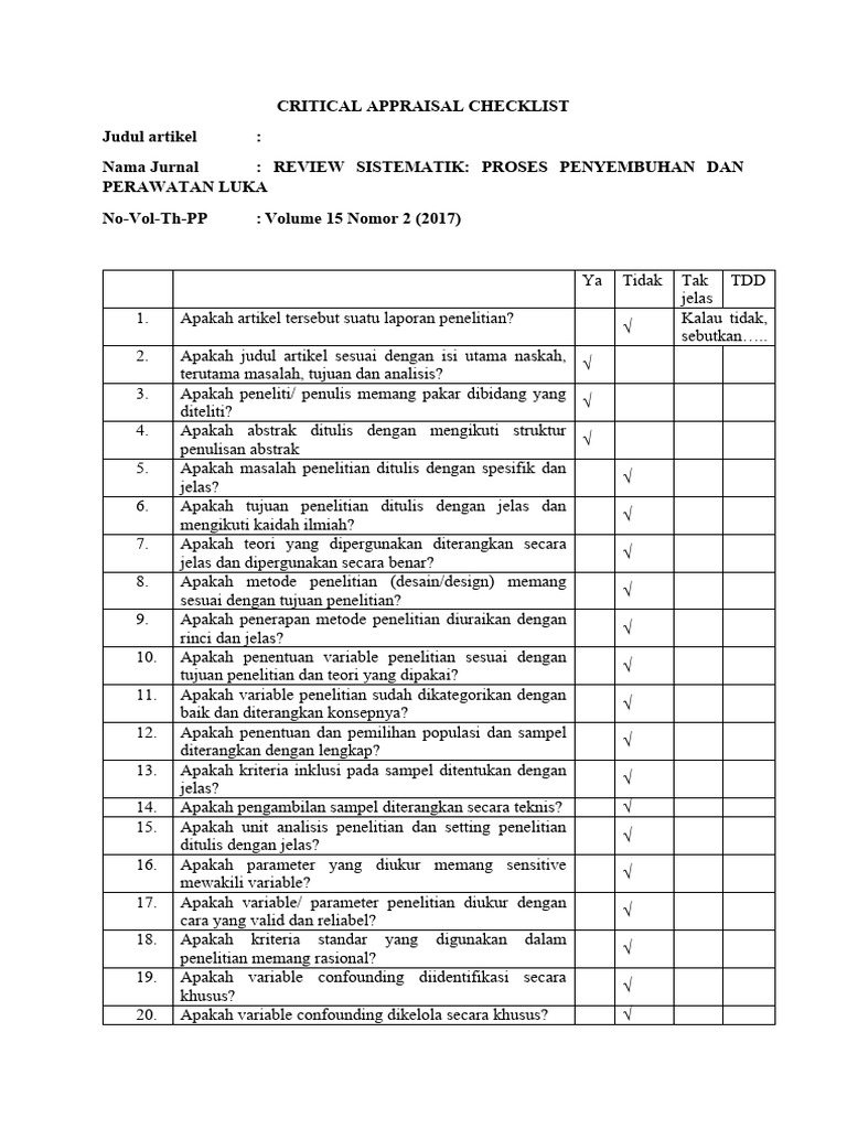 Critical Appraisal Checklist (2) (1) | PDF