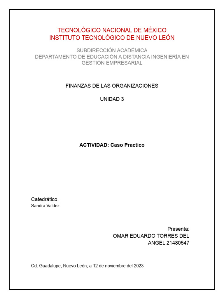 Finanzas U3 | PDF