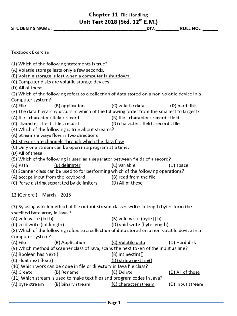 Answer Key (11) - 44 Que | PDF | Computer Data Storage | Computer File