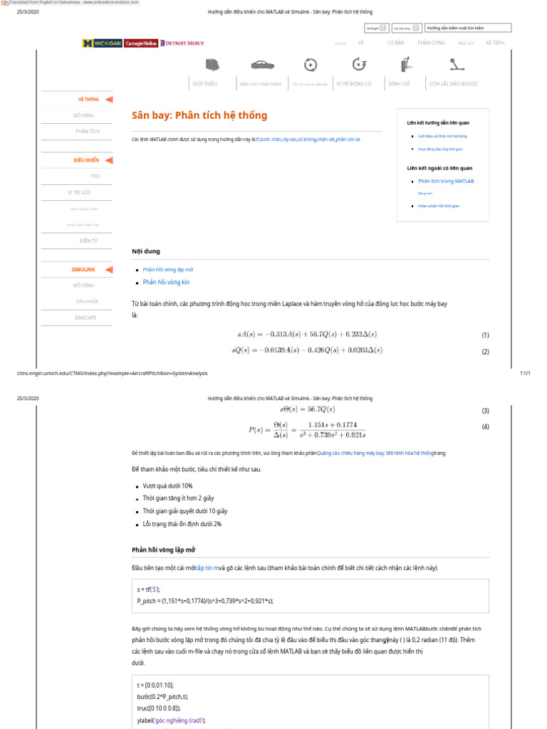 9 Control Tutorials For MATLAB and Simulink - Aircraft Pitch - System Analysis - En.vi | PDF