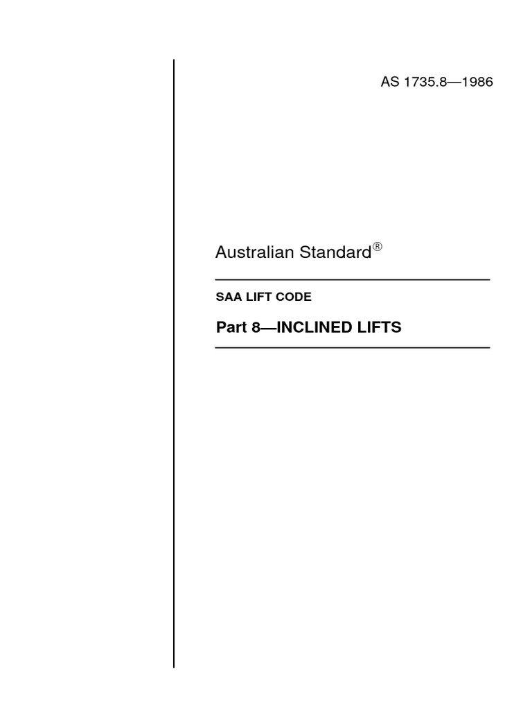 AS 1735.8-1986 Inclined Lifts | PDF | Manufactured Goods