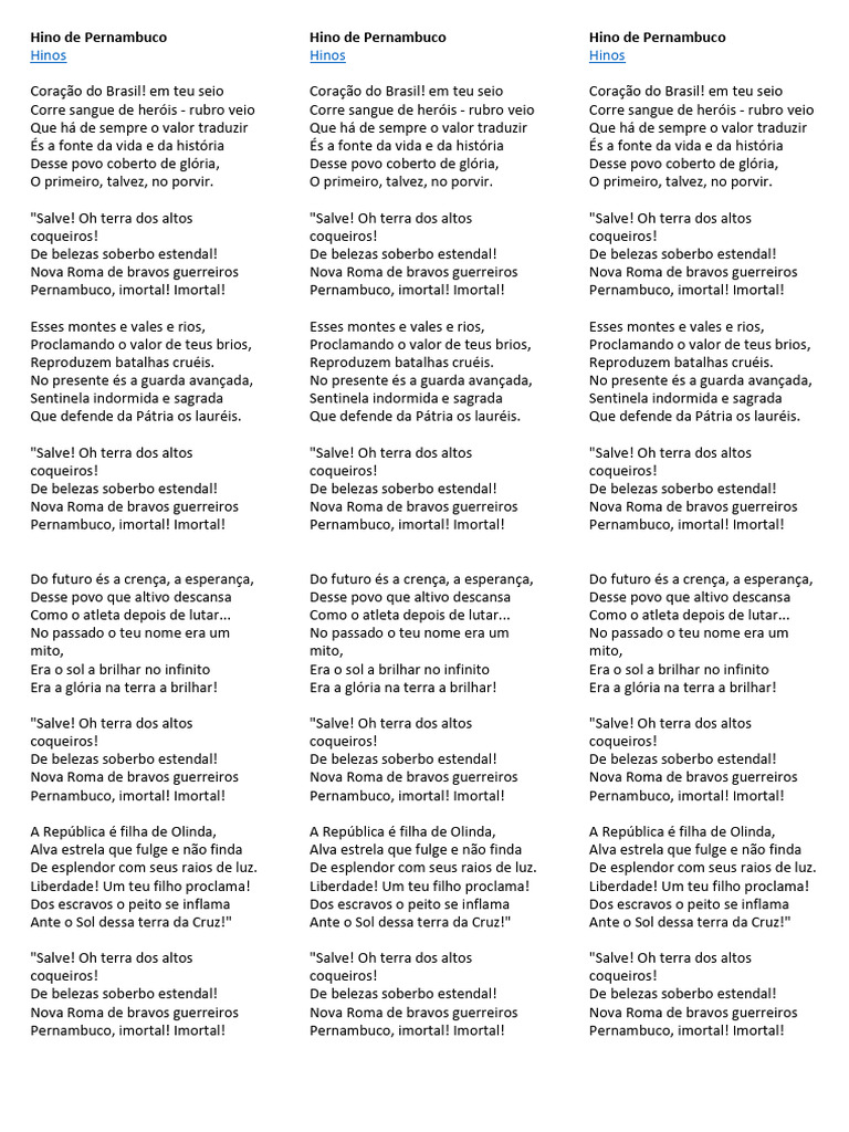 Hino de Pernambuco | PDF