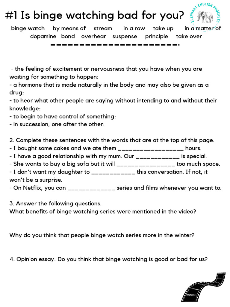 Activities 1 Binge Watching Elephant English Podcasts | PDF