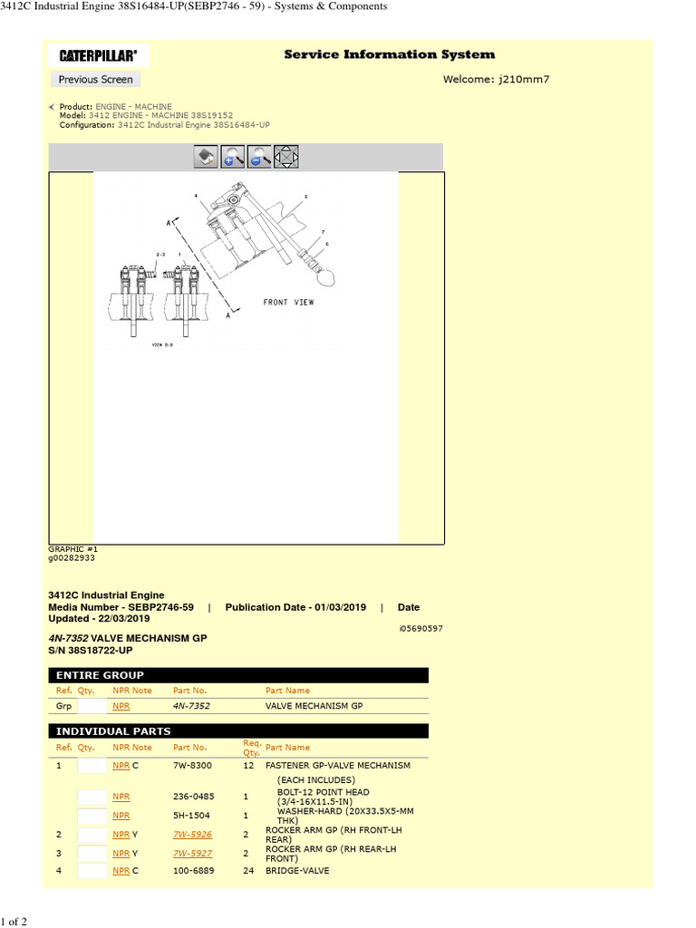 Engine - Machine 3412 ENGINE - MACHINE 38S19152 3412C Industrial Engine ...