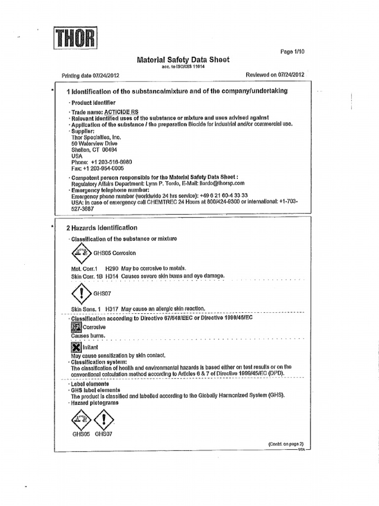 Acticide - RS MSDS | PDF