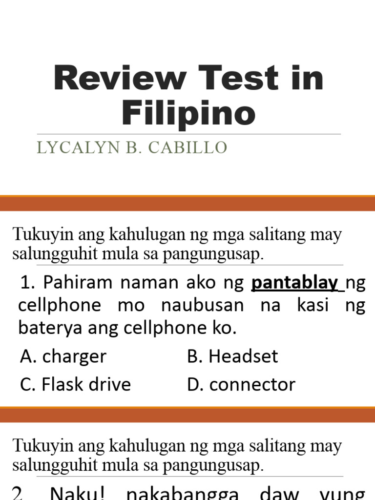 Review Test in Filipino | PDF