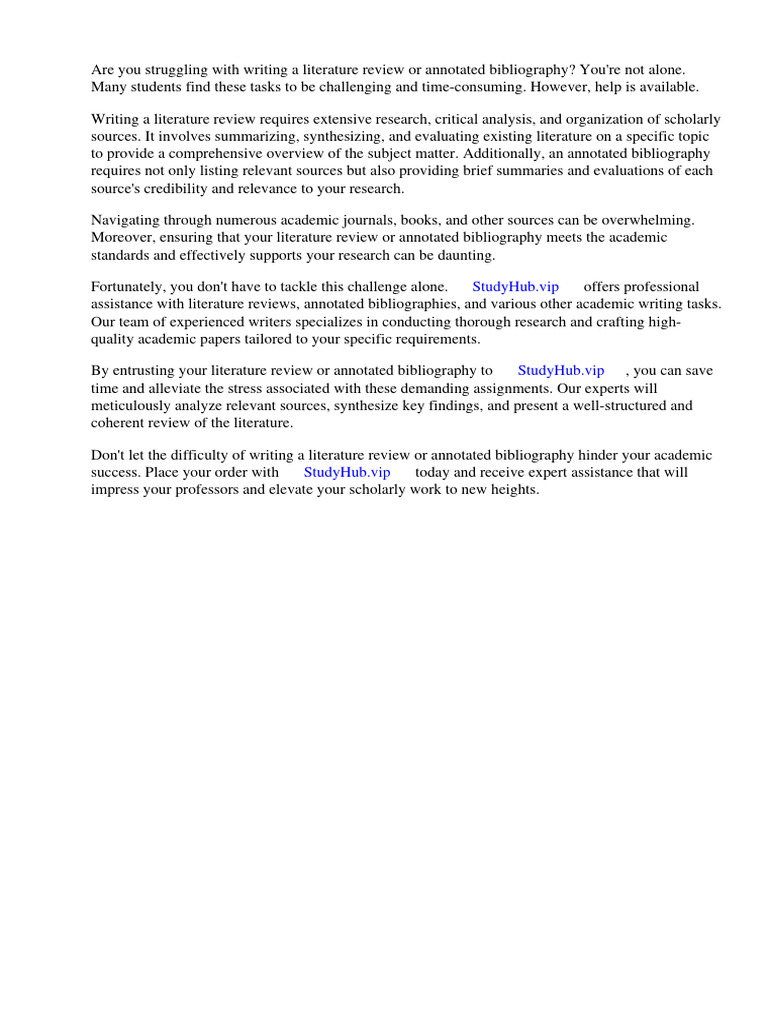 Annotated Bibliography and Literature Review | Download Free PDF ...