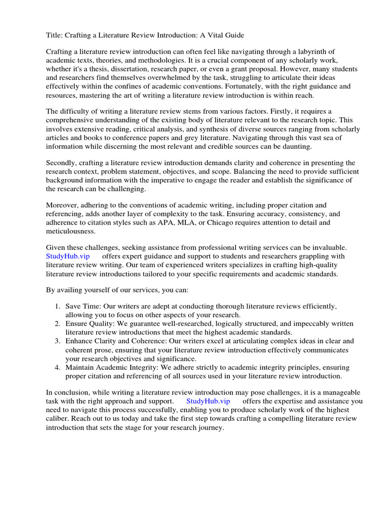 Literature Review Introduction Template | PDF | Literature Review ...