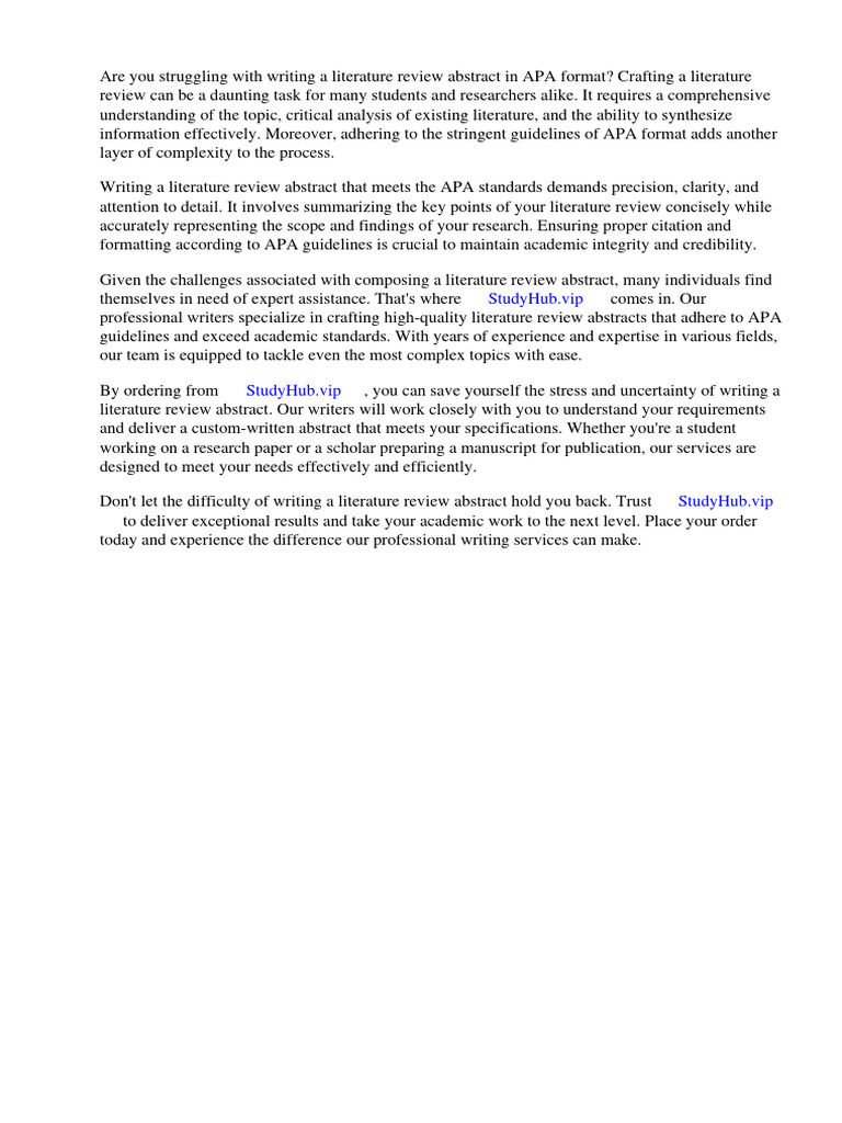 Literature Review Abstract Example Apa | PDF | Apa Style | Citation Literature Review Abstract Example Apa | PDF | Apa Style | Citation