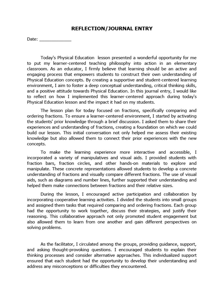 Reflection Journal Entry 2 | PDF | Liberal Arts Education | Teaching