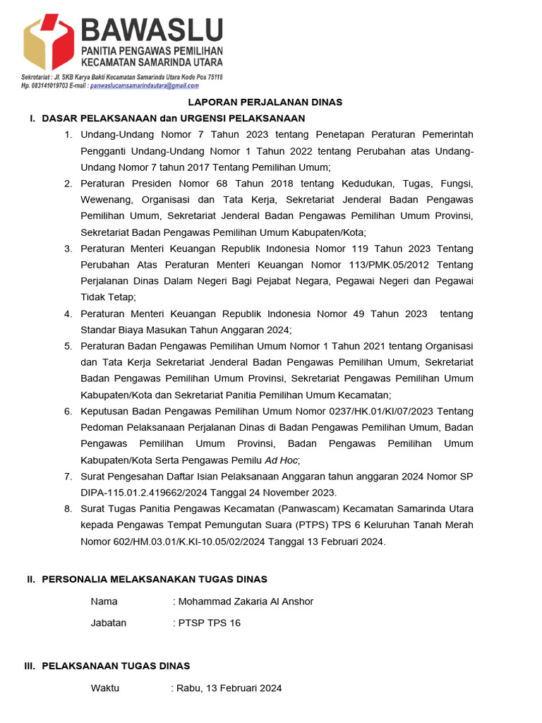 Contoh LPD DIM Logistik | PDF