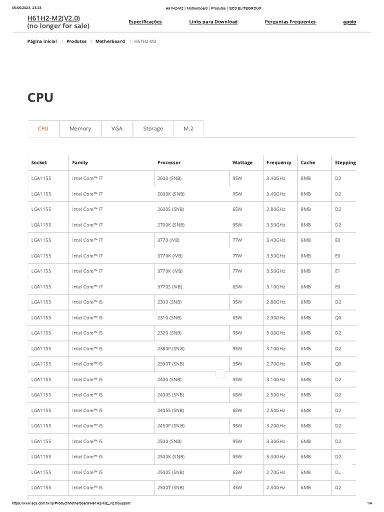 H61H2-M2 Motherboard Produtos ECS ELITEGROUP | PDF | Unidade central de ...